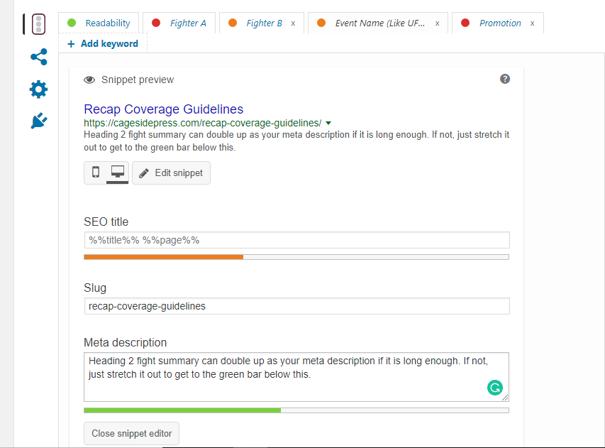 Recap Coverage Guidelines