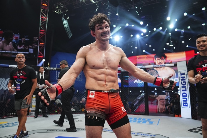 2023 PFL 3: Olivier Aubin-Mercier Reacts to Headbutt by "Berserk" Burgos